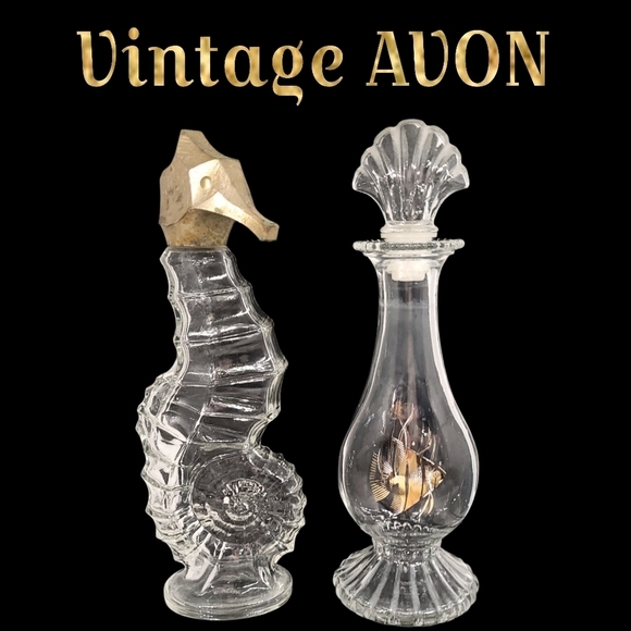 Avon | Accents | Vintage Avon Empty Clear Glass Seahorse Angel Fish ...